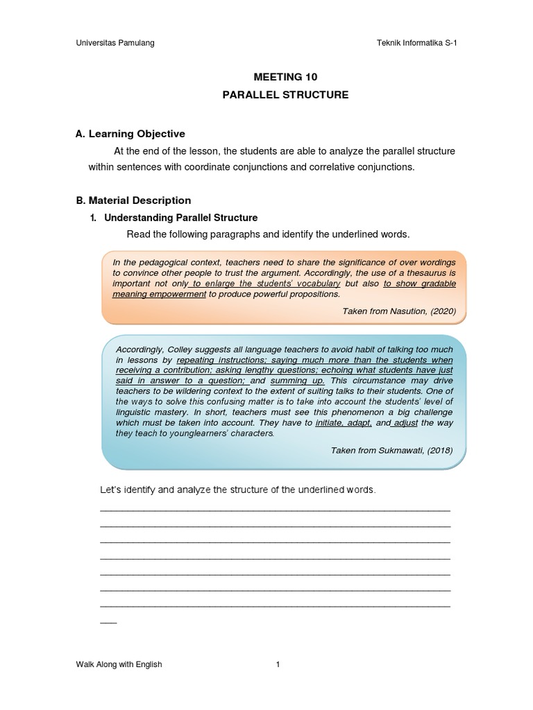 Meeting 10-Parallel Structure | PDF | Adverb | Phrase