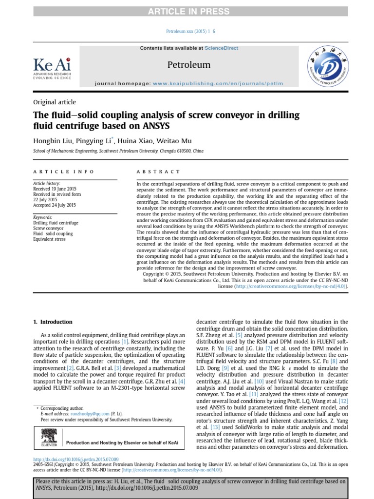 The Fluid-Solid Coupling Analysis of Screw Conveyo | PDF | Stress ...