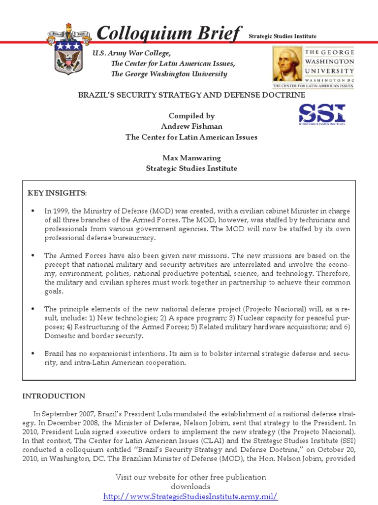 Brazil's Security Strategy and Defense Doctrine | PDF | National ...