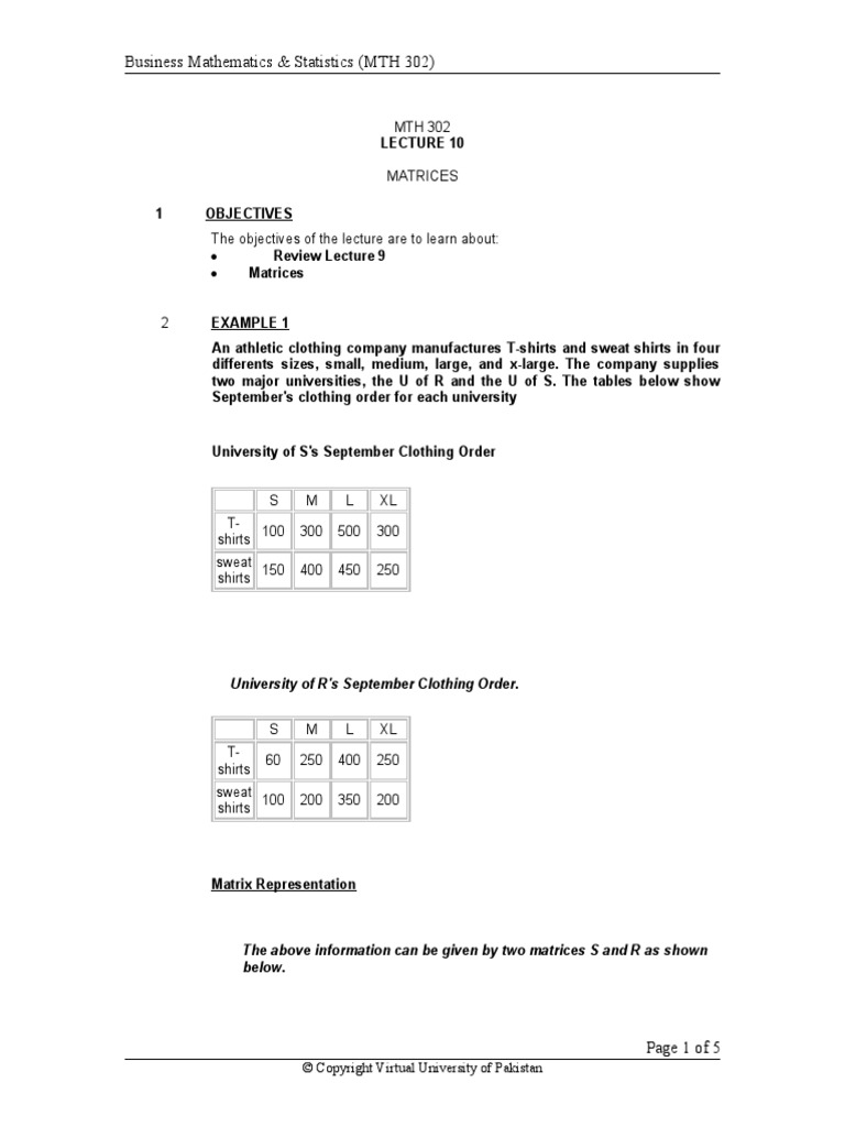Business Mathematics & Statistics (MTH 302) : University of R's ...