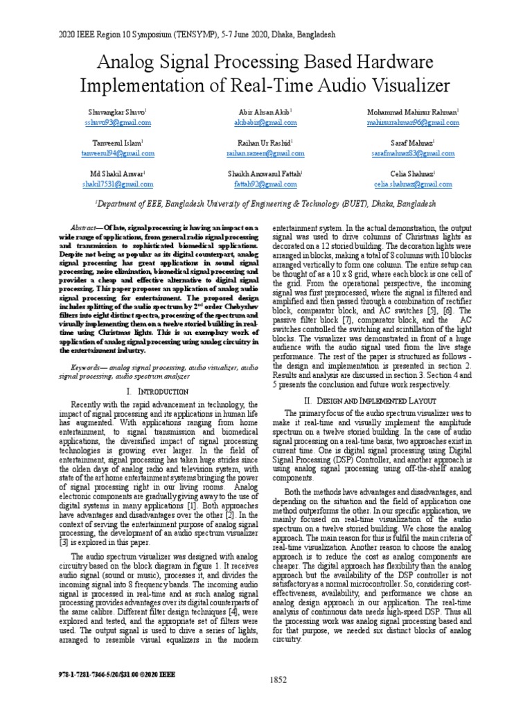 Analog Signal Processing Based Hardware Implementation of Real-Time ...