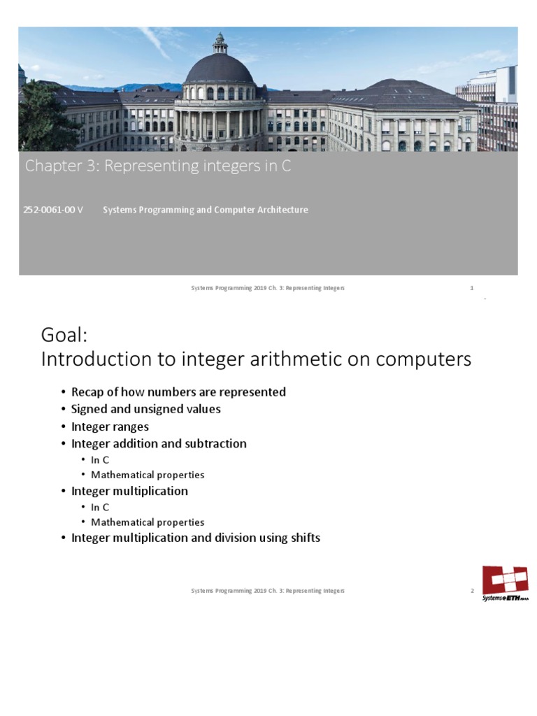 Chapter 3: Representing Integers in C: 252-0061-00 V Systems Programming and Computer ...