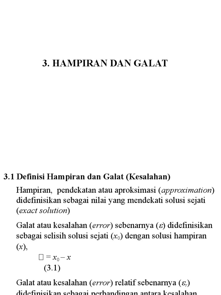 Hampiran dan Galat dalam Metode Numerik | PDF