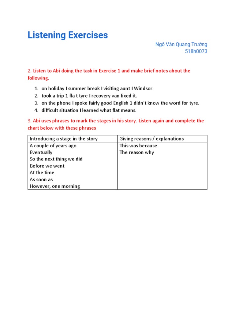 Unit 3 Speaking Part 2 Exercise - 518h0073 | PDF
