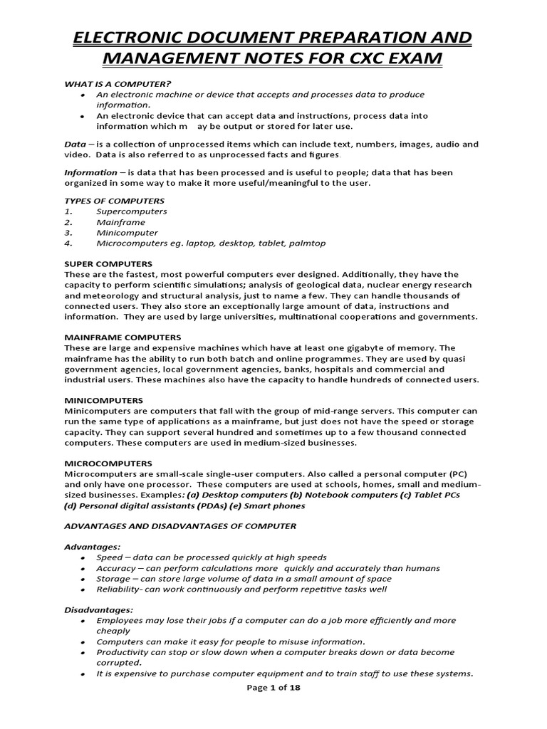 EDPM Exam Notes | PDF | Computer Data Storage | Printer (Computing)