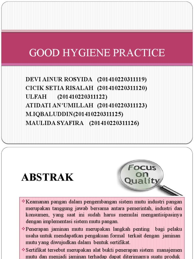 Good Hygiene Practice | PDF