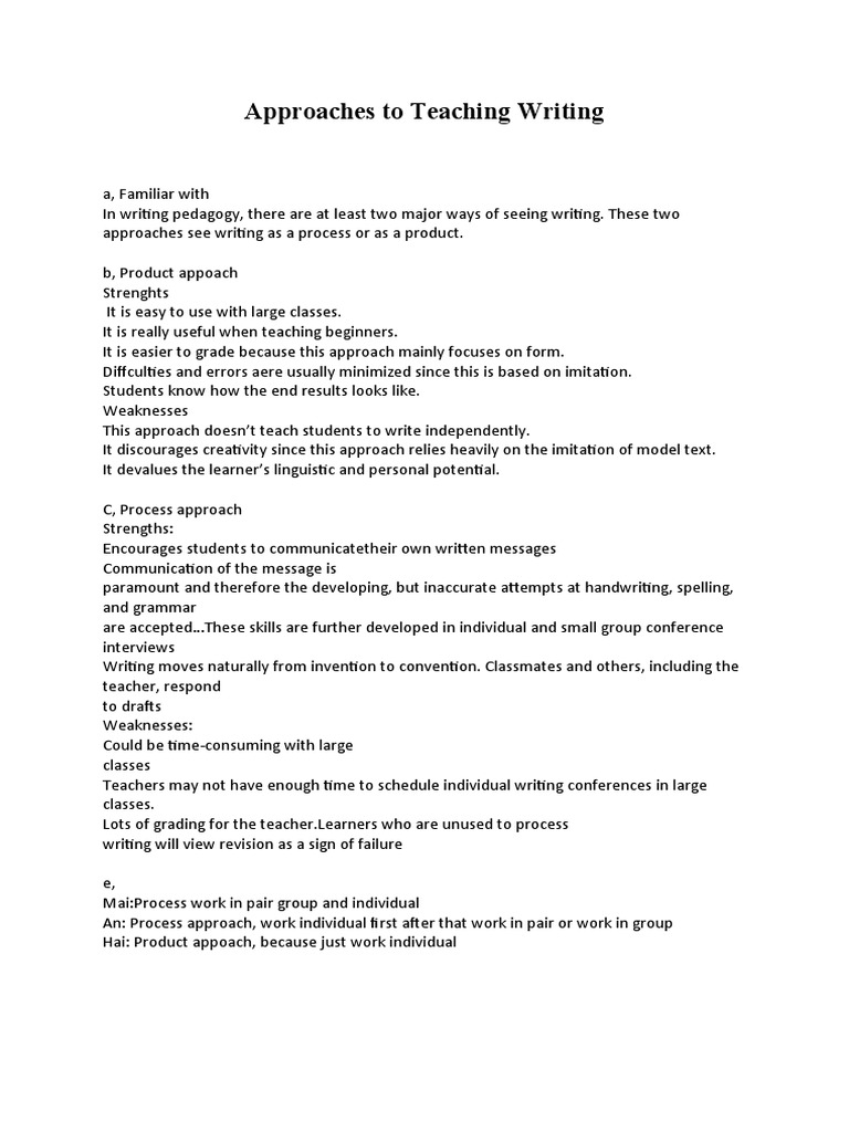 Approaches To Teaching Writing | PDF