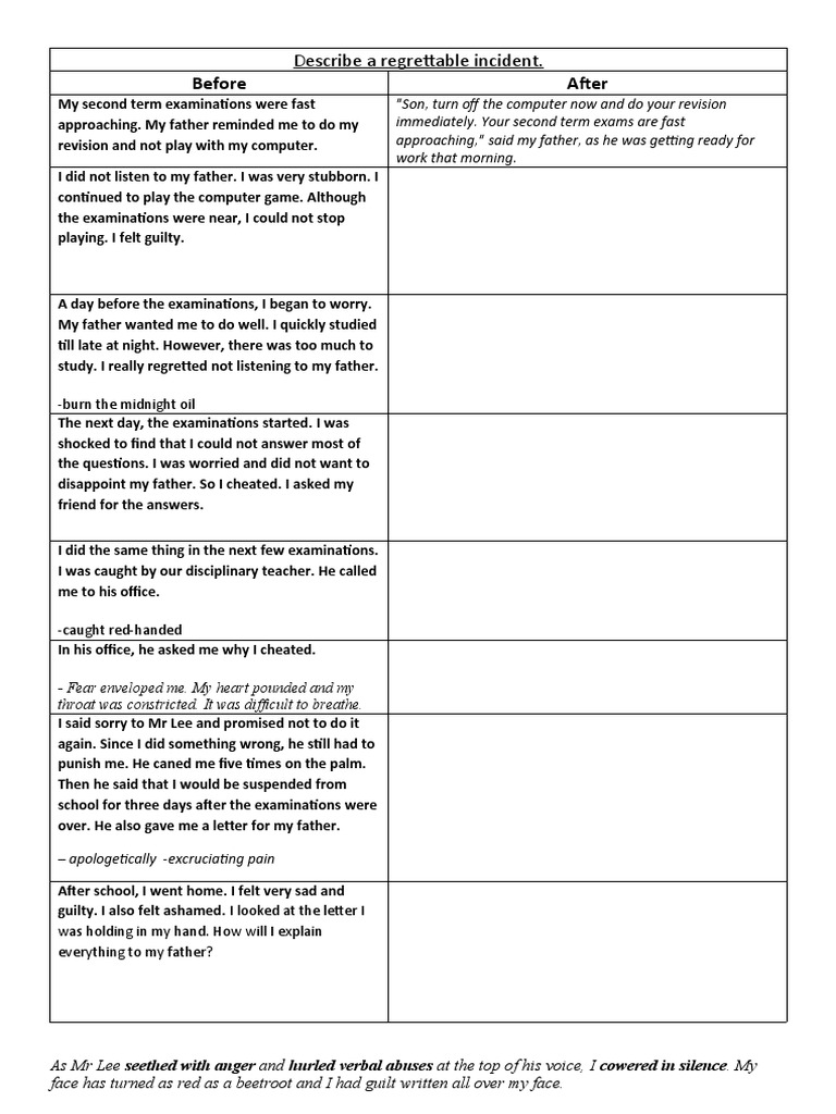 Describe A Regrettable Incident | PDF