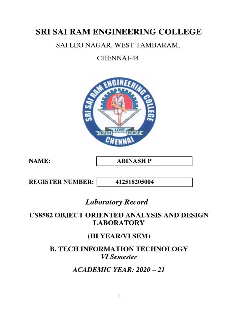 Ooad Record Abinash | PDF | Use Case | Class (Computer Programming)