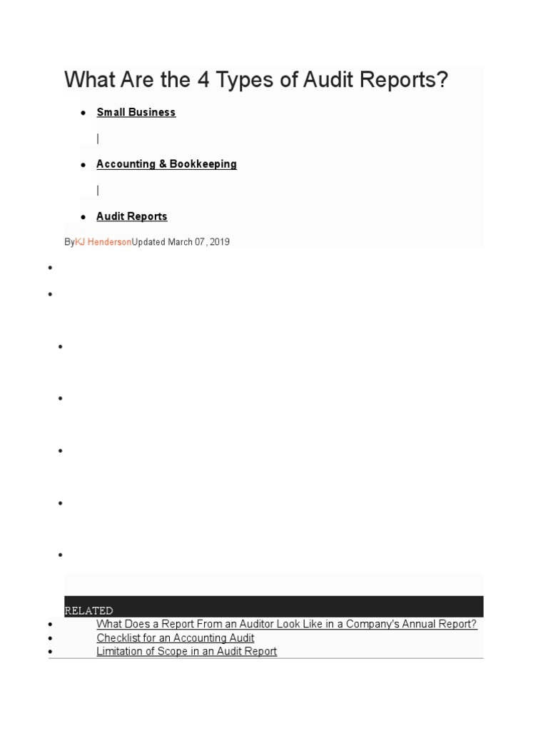 Audit Reports | PDF | Auditor's Report | Financial Audit