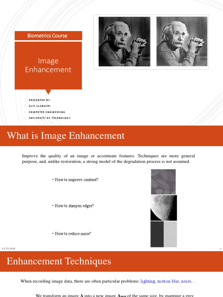 Image Enhancement: Biometrics Course | PDF | Histogram | Computer Vision