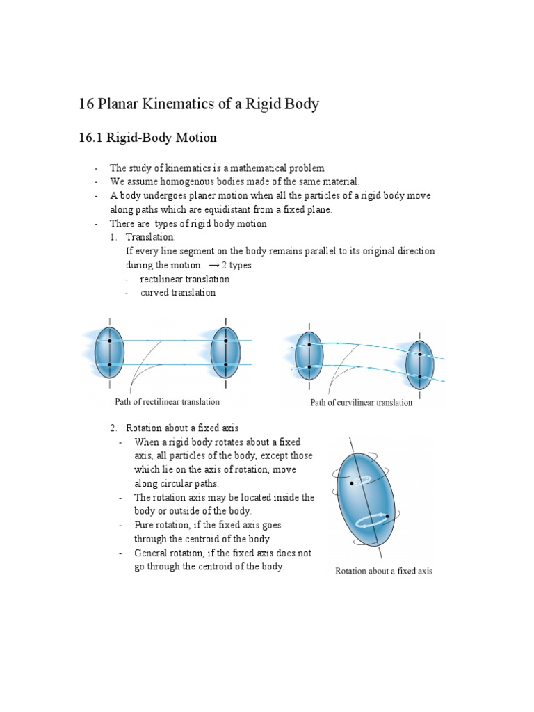 Planar Kinematics Of A Rigid Body Pdf Rotation Around A Fixed Axis