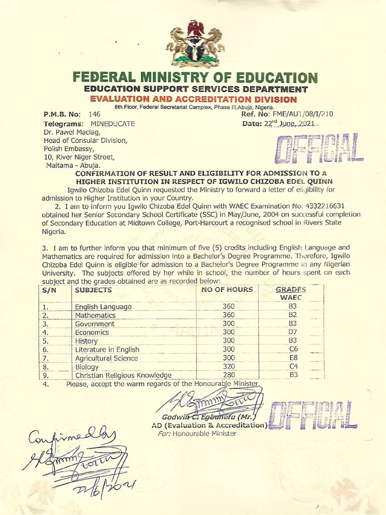 Confirmation of Result | PDF