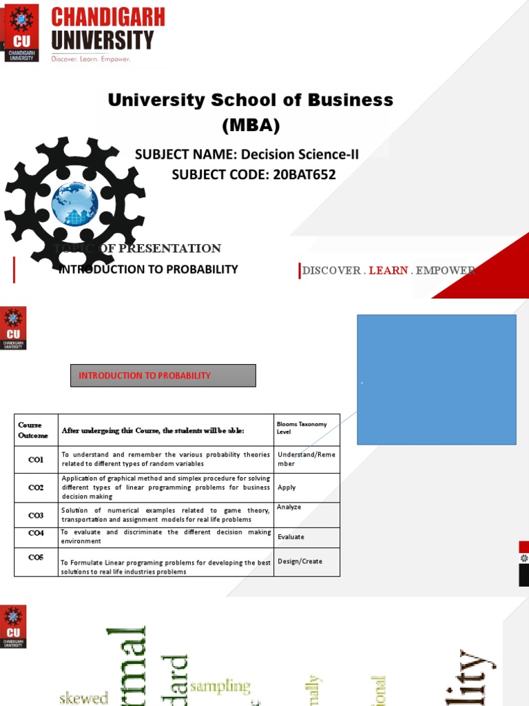 University School of Business (MBA) : SUBJECT NAME: Decision Science-II ...