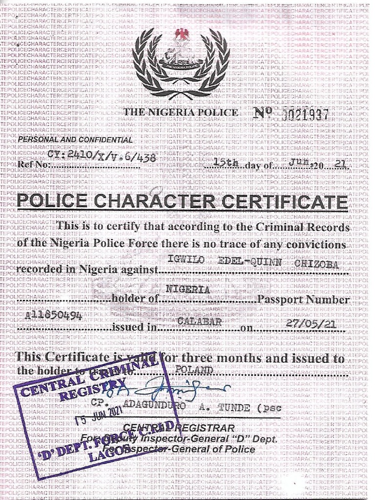 Police Certificate | PDF