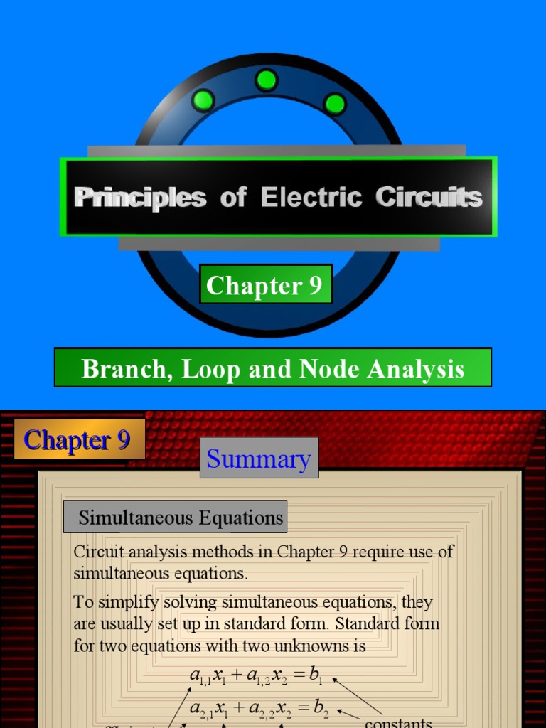 Branch, Loop and Node Analysis: Principles of Electric Circuits - Floyd ...