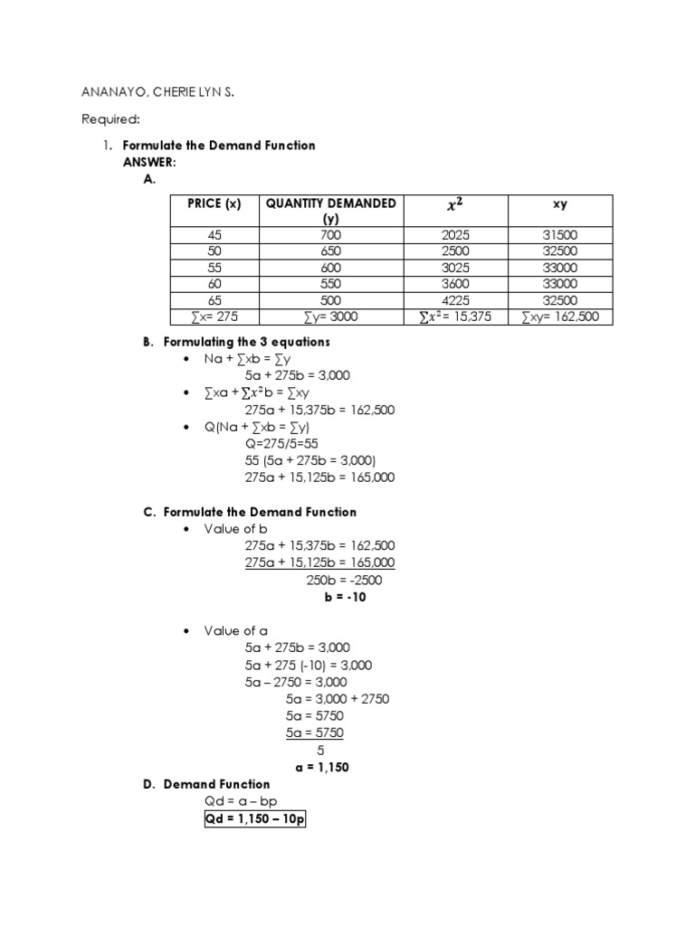 ANANAYO - Midterm Examination Problem Solving | PDF | Demand | Economic Equilibrium