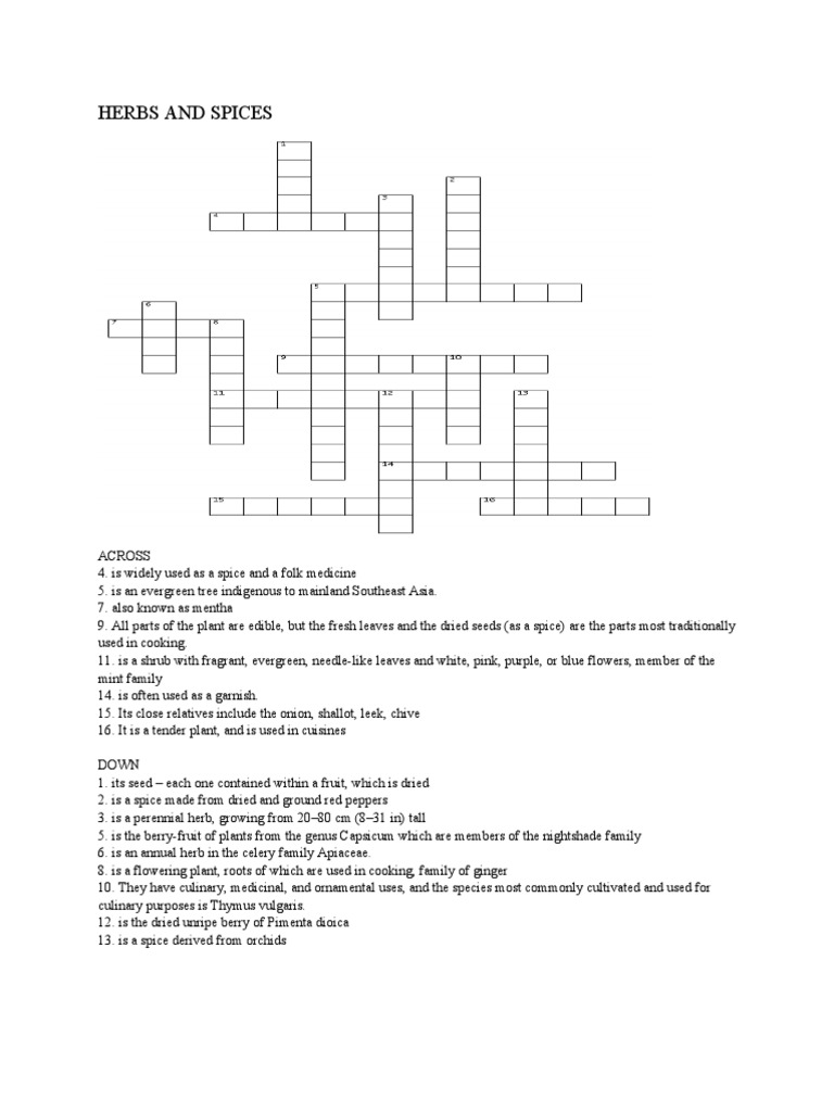 Herbs and Spices Puzzle | PDF