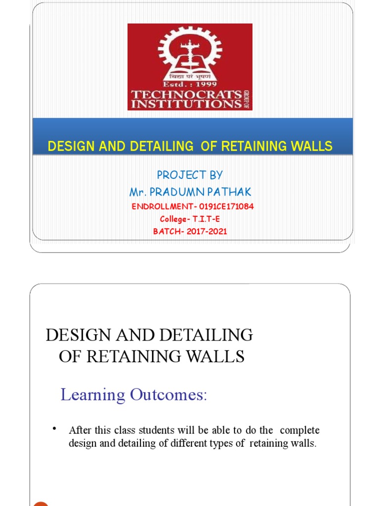 Retaining Wall Design and Detailing Guide | PDF | Classical Mechanics ...