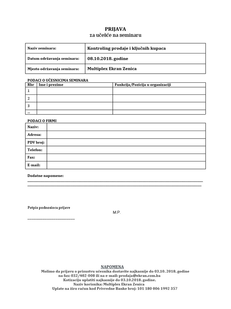 Prijavni Obrazac | PDF