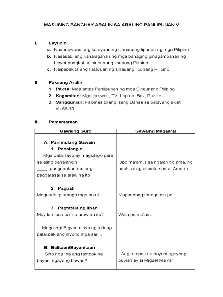 MCA Lesson-plan-A P5 | PDF