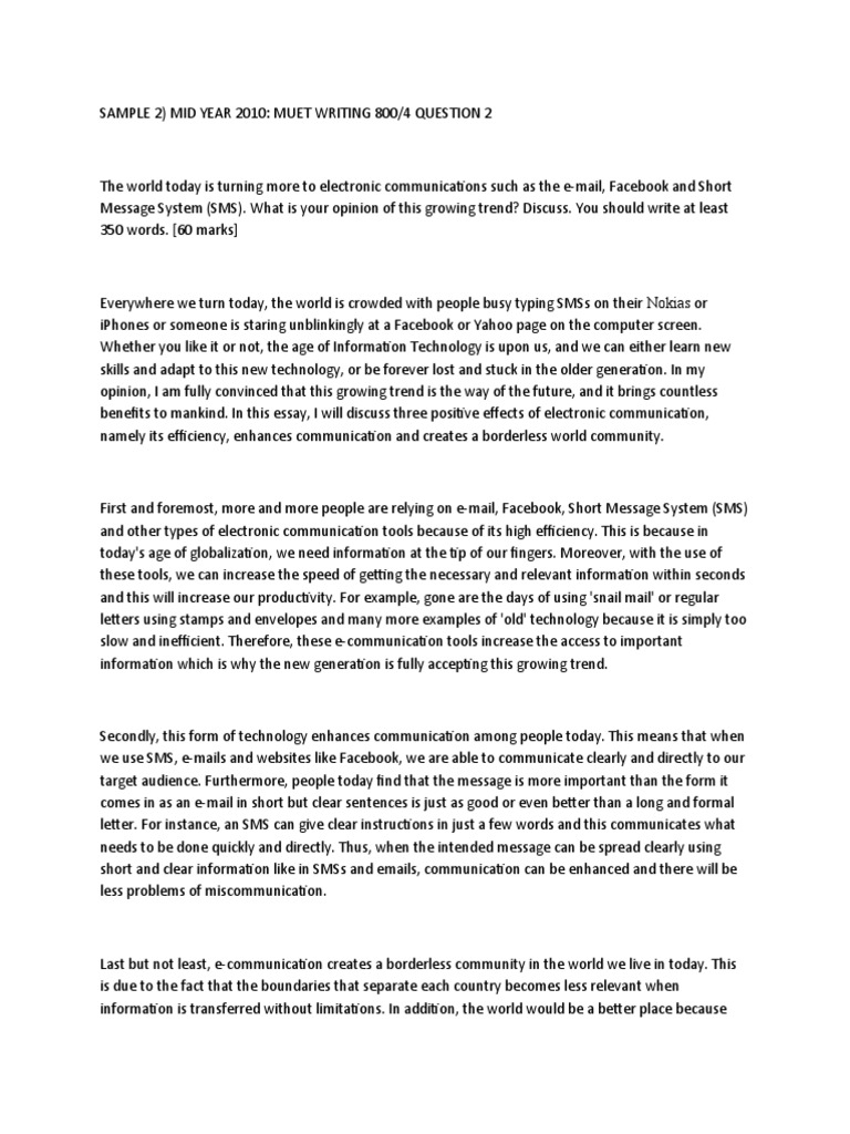 Band 4 & 5 Writing SAMPLE 2 | PDF | Communication | Facebook