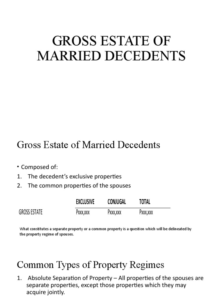 Gross Estate of Married Decedents | PDF | Marriage | Property