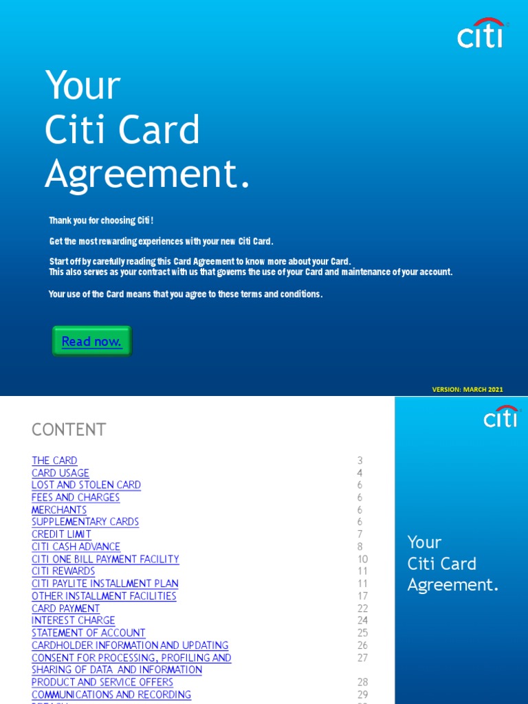 Your Citi Card Agreement Guide | PDF | Financial Transaction | Personal ...