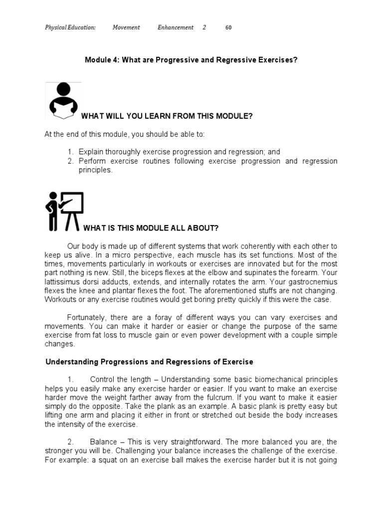 Module 4: What Are Progressive and Regressive Exercises?: Physical ...