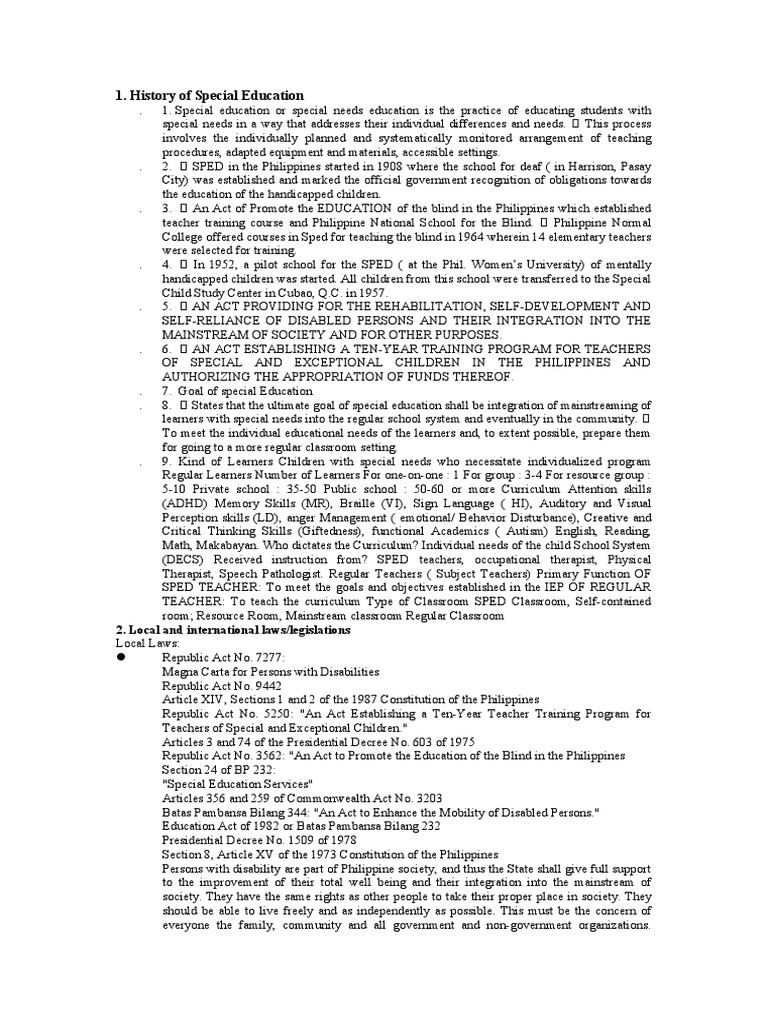 History of Special Education | PDF | Special Education | Learning ...