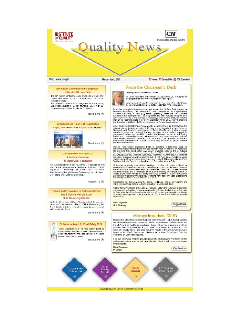 Quality Newsletter | PDF | Business | Science