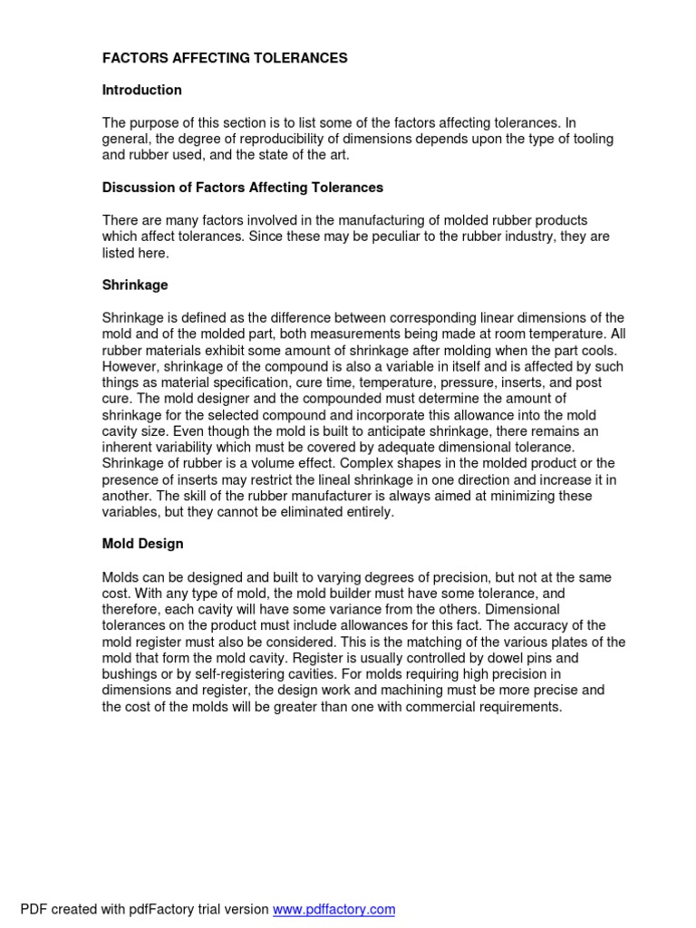 Standards For Dimensional Tolerances | PDF | Casting (Metalworking ...