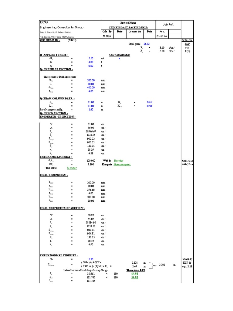 Checking and Packing Hall Beam Design | PDF | Mechanical Engineering | Structural Engineering