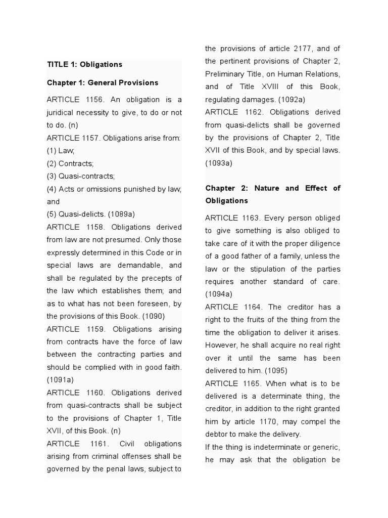 TITLE 1: Obligations Chapter 1: General Provisions | PDF | Guarantee | Payments