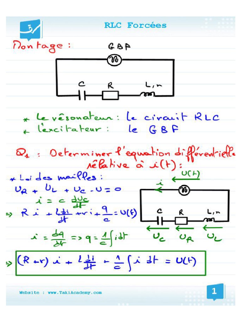Cours Physique Chapitre RLC Bac Tunisie | PDF