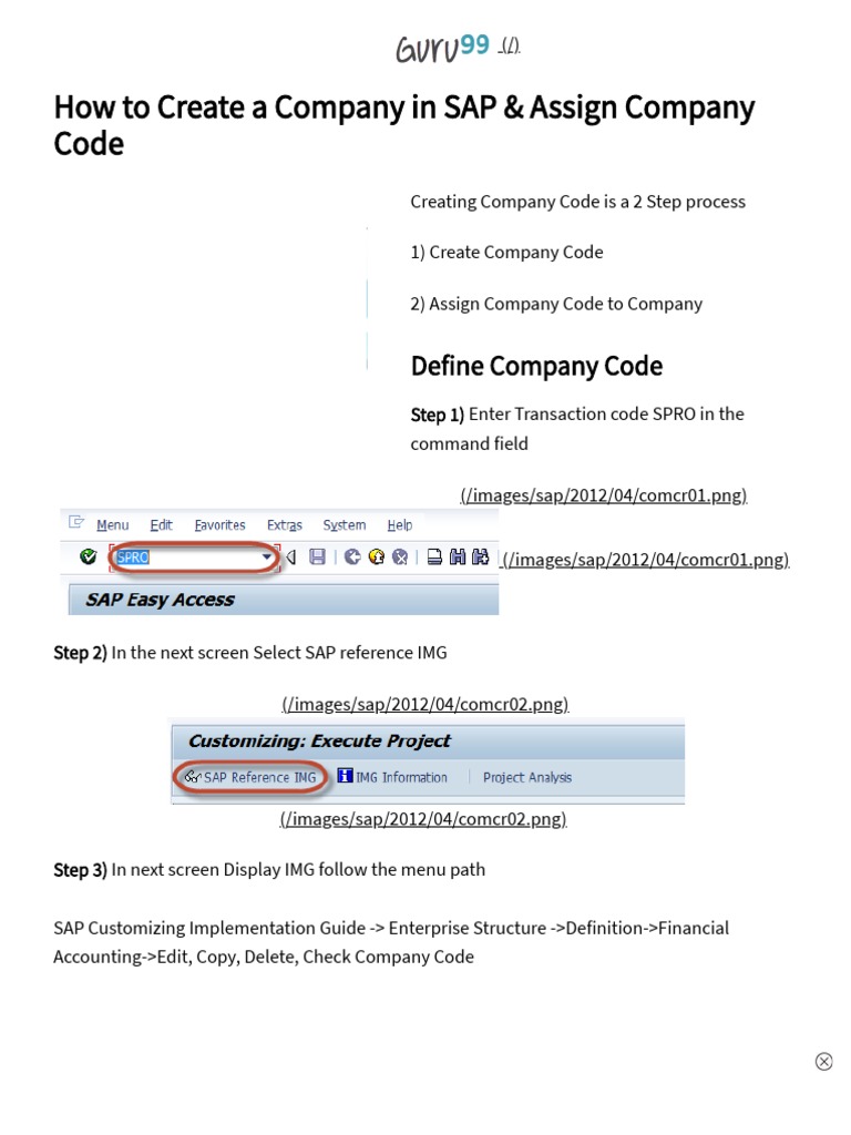 How To Create A Company in SAP & Assign Company Code | PDF ...