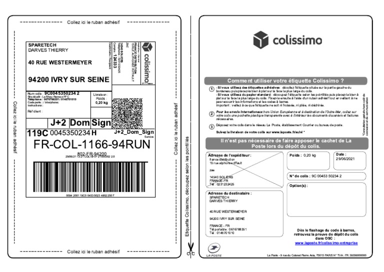 Instructions Colissimo Simplifiées | PDF | Télécommunications ...