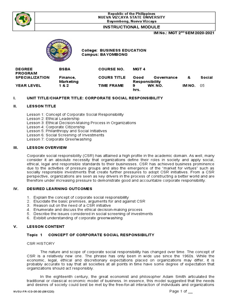 Module Chapter 5 CSR 2021 | PDF | Corporate Social Responsibility | Policy