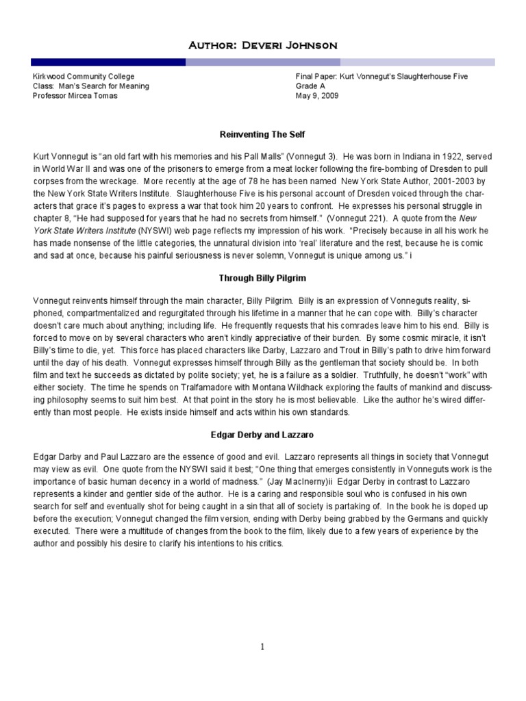 Book Review: Slaughterhouse Five | PDF | Kurt Vonnegut