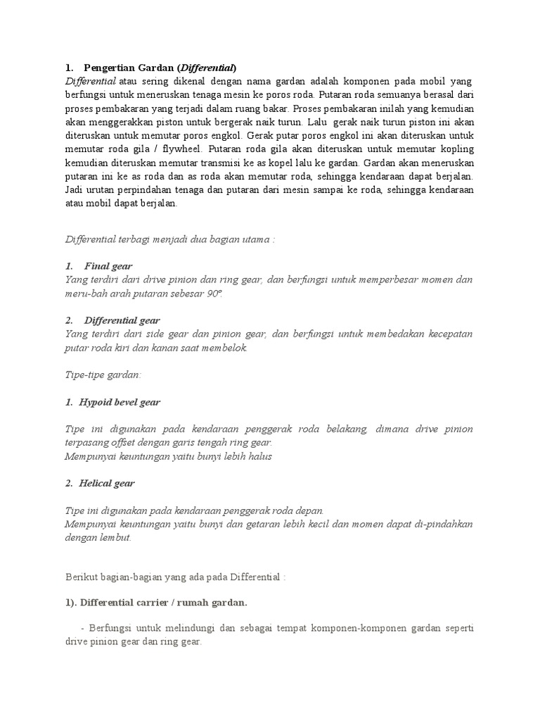 Pengertian dan Fungsi Gardan Mobil | PDF | Bisnis | Teknologi & Rekayasa
