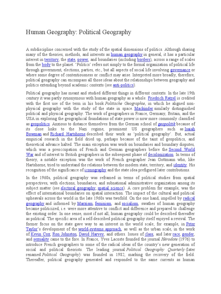 Ratzel's Influence on Political Geography | PDF | Geopolitics | Geography