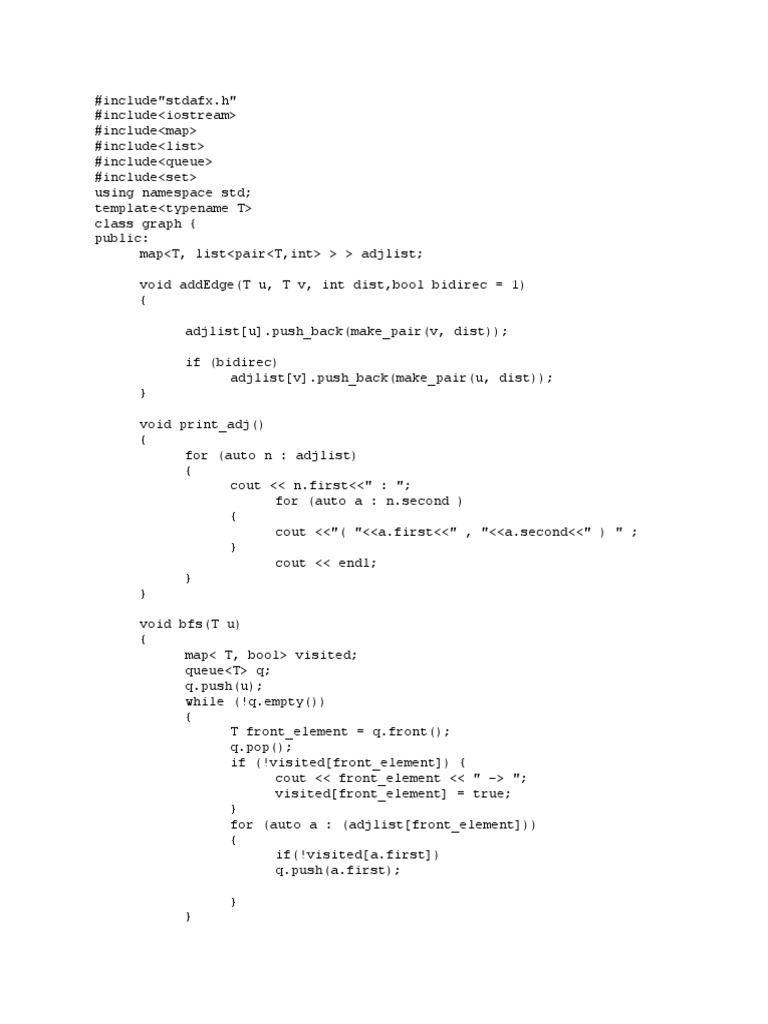 Graph Bfs Dfs SSSP Dijkstra Creation | PDF | Algorithms And Data ...