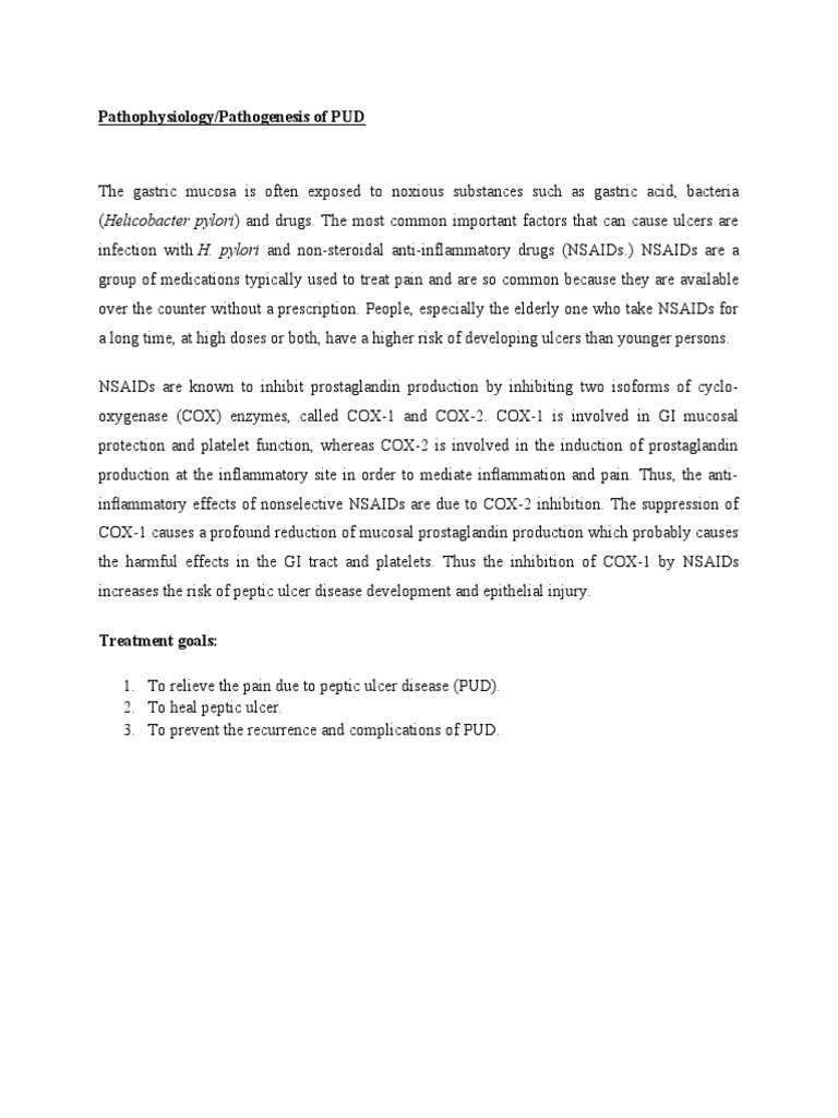 Pathophysiology/Pathogenesis of PUD | Download Free PDF | Nonsteroidal ...