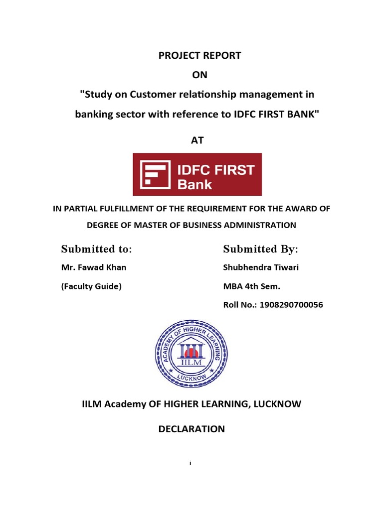 CRM Mba Project | PDF | Customer Relationship Management | Banks