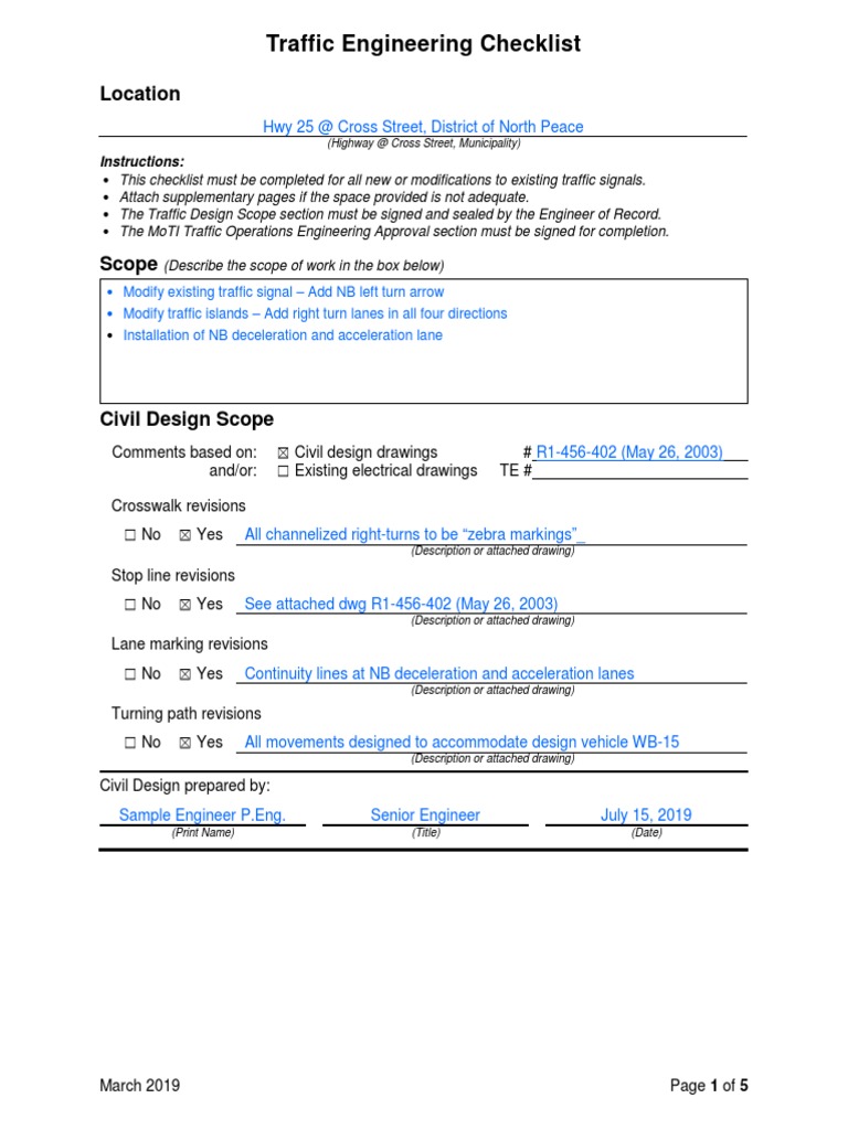 Appendix 400 1 Traffic Engineering Checklist Sample | Download Free PDF ...