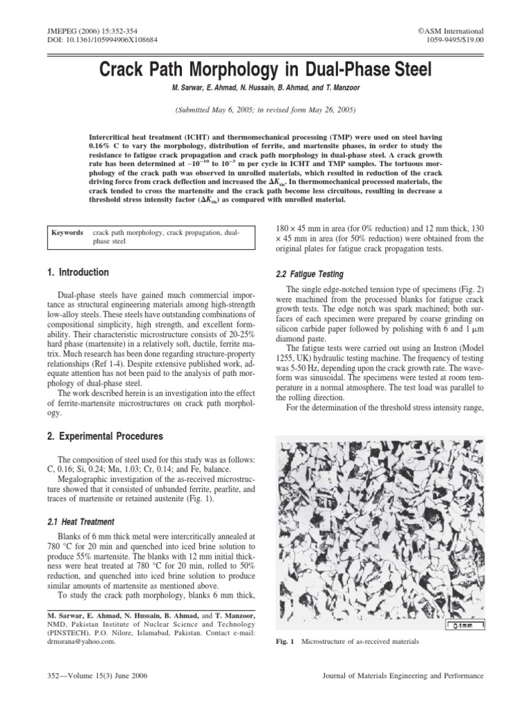 Crack Path Morphology in Dual-Phase Steel | PDF | Fracture | Heat Treating