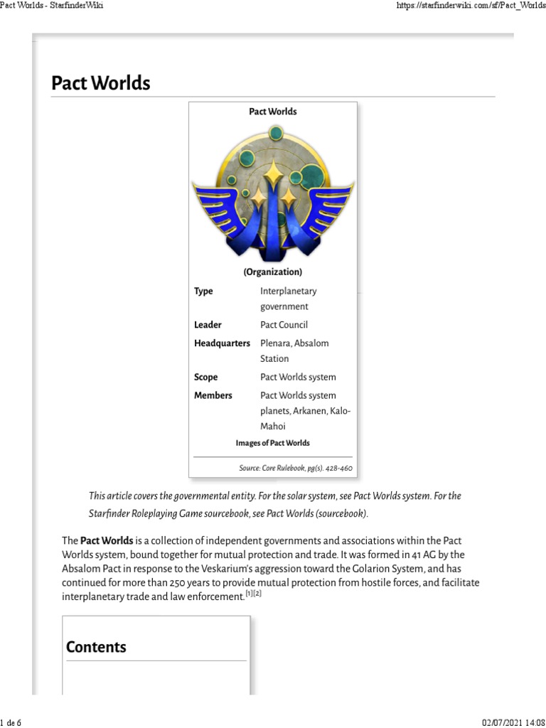 Pact Worlds - StarfinderWiki | PDF | Government | Policy