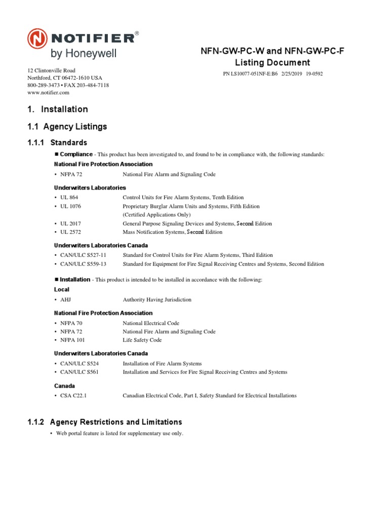 NFN-GW-PC-W and NFN-GW-PC-F Listing Document: 1.1 Agency Listings | Download Free PDF | Computer ...