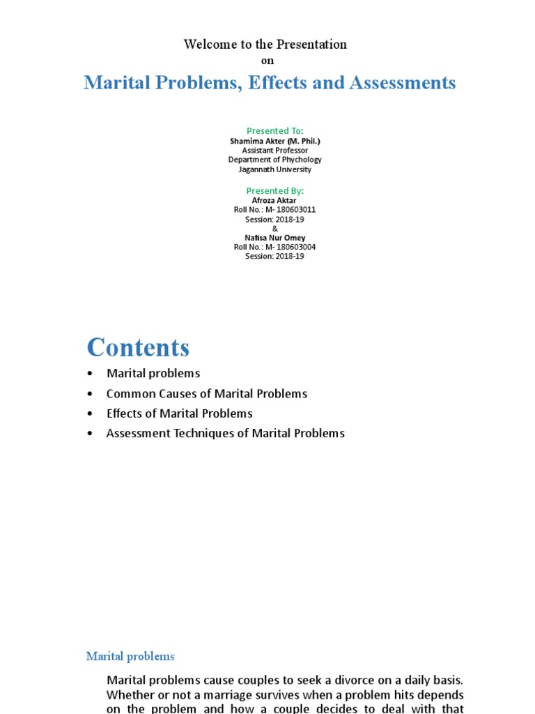 Marital Problems & Effects | PDF | Marriage | Attachment Theory