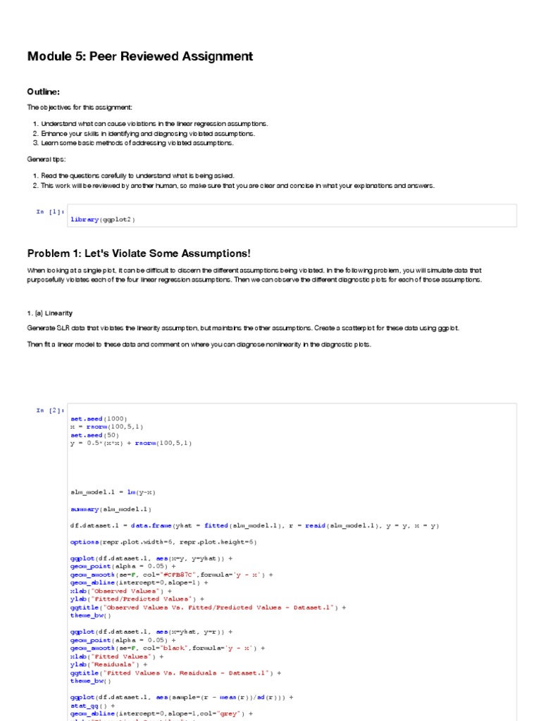 Module 5: Peer Reviewed Assignment: Outline | PDF | Errors And Residuals | Regression Analysis